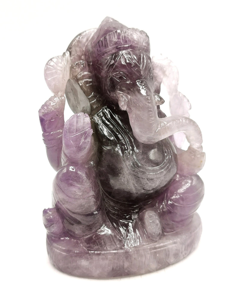 Amethyst Handmade Carving of Ganesh - Lord Ganesha Idol in Crystals an