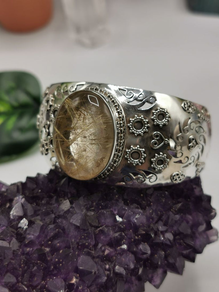Beautiful Golden Rutile Bracelet in 925 Sterling Silver | gemstone jew