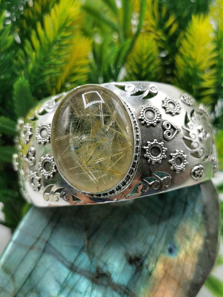 Beautiful Golden Rutile Bracelet in 925 Sterling Silver | gemstone jew