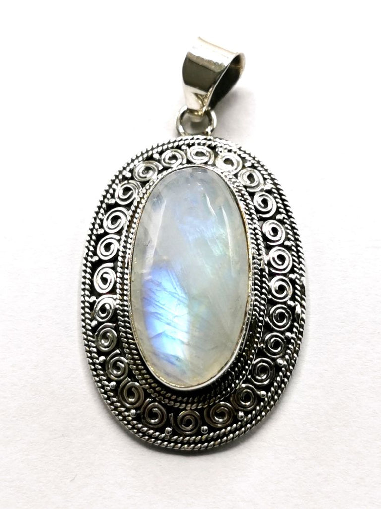 Rainbow Moonstone Pendant set in beautifully designed 925 Sterling ...