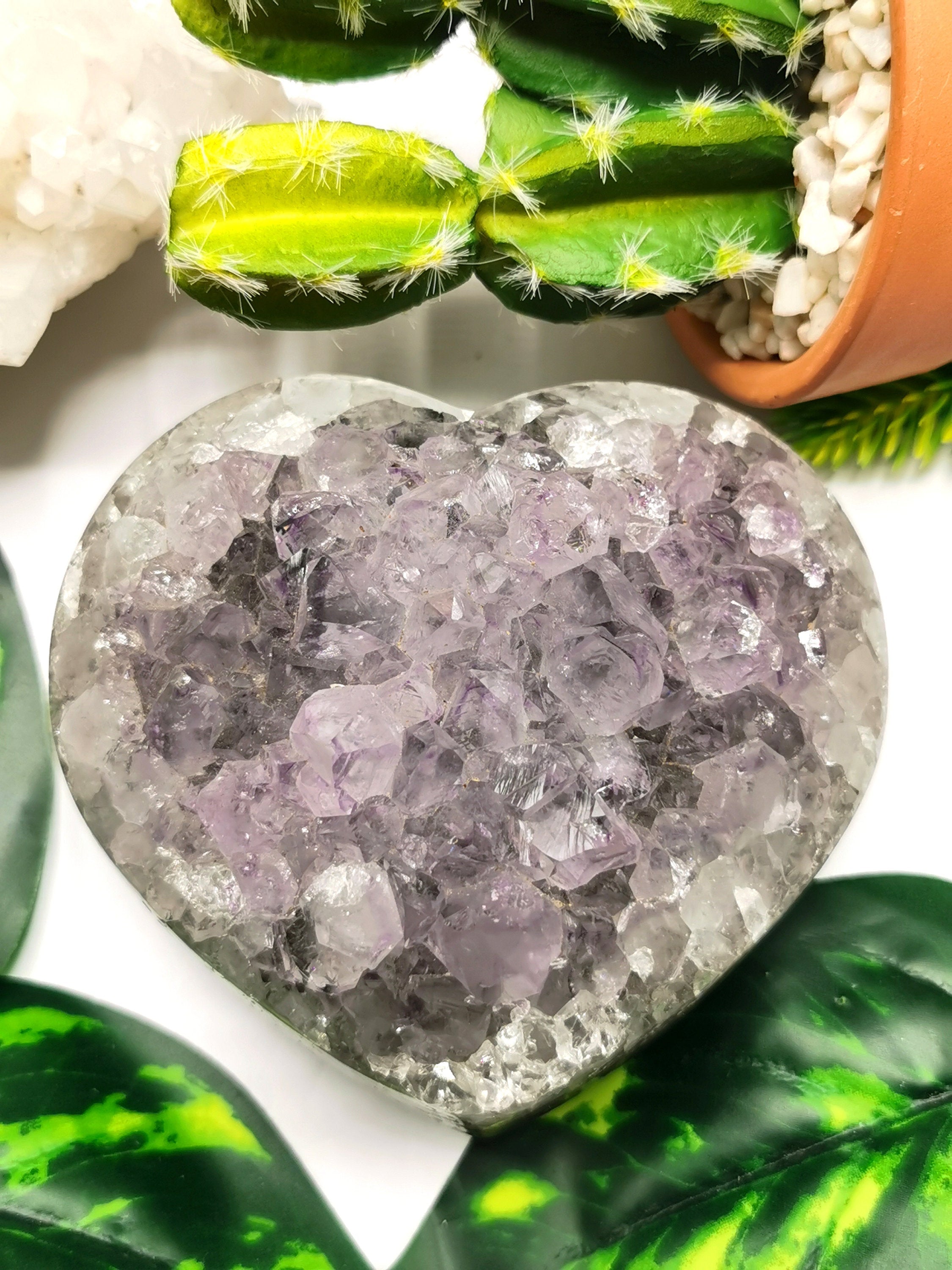 Amethyst Heart-Shaped geode cluster - crystal healing, gemstone art