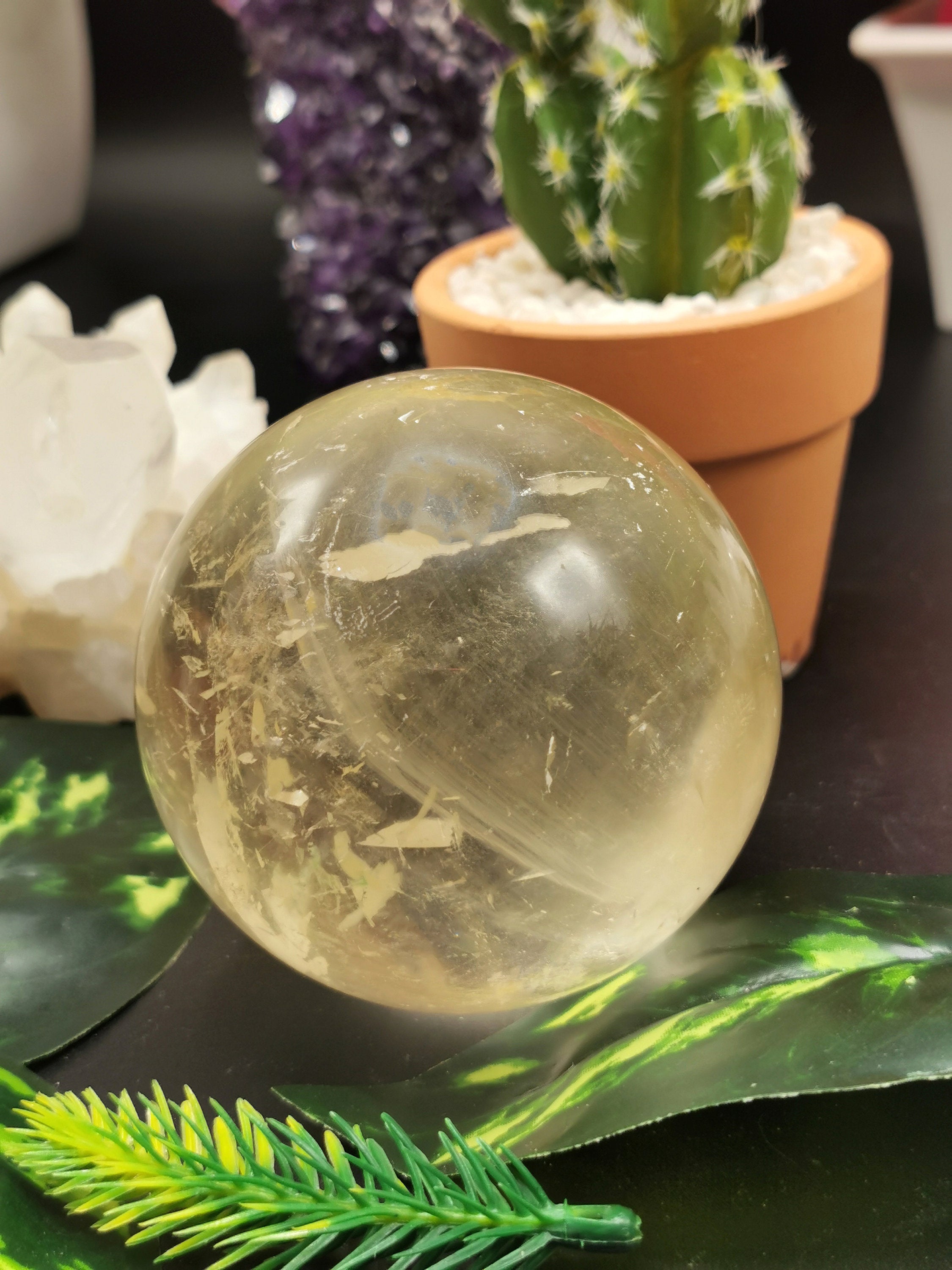 Natural Citrine stone sphere / ball - Energy / Reiki / Crystal Healing