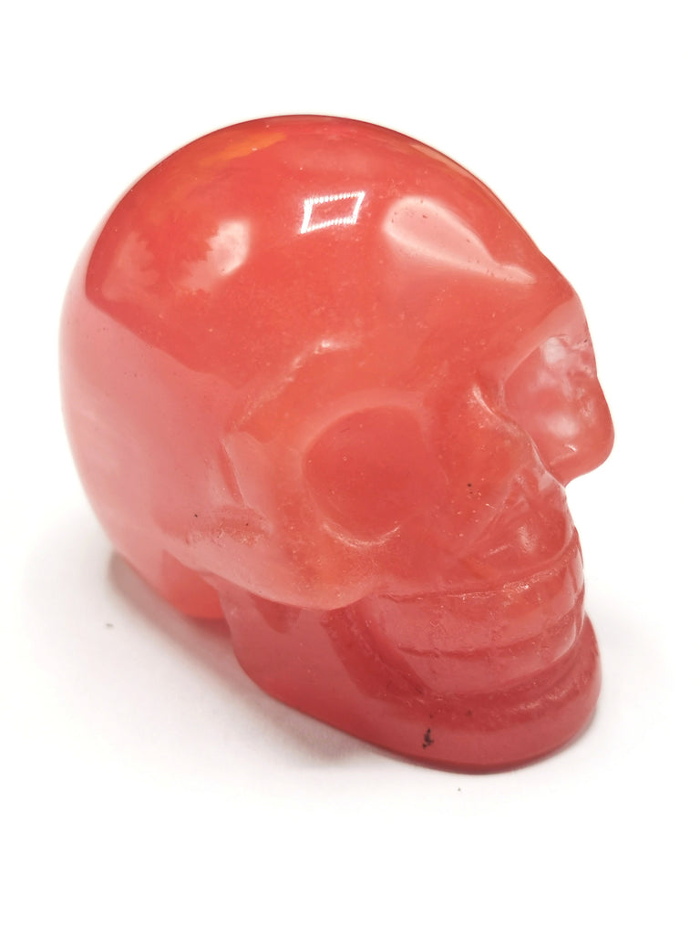 Hand carved skull in red melting stone stone - crystal crafts | Home D