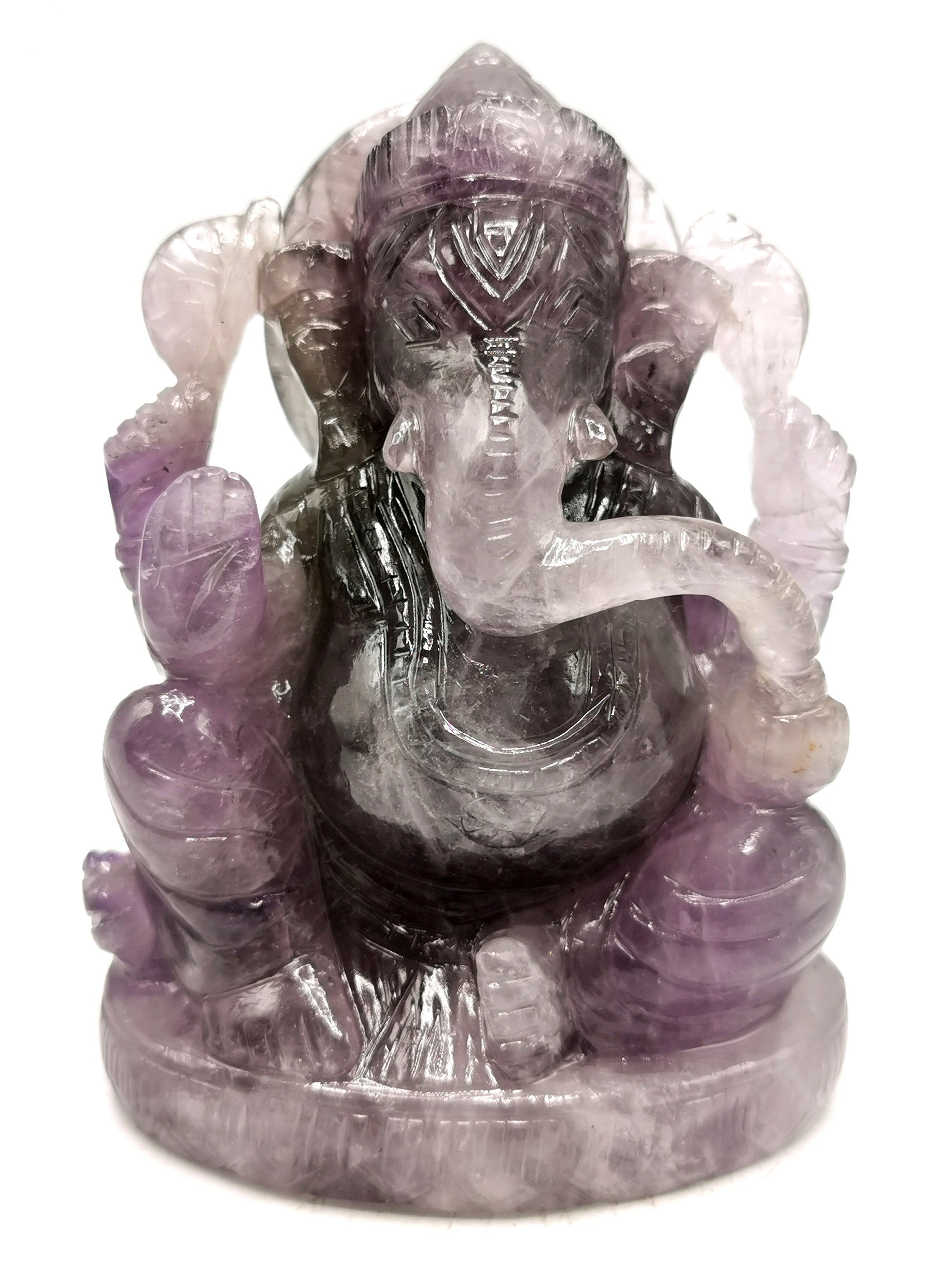 Amethyst Handmade Carving of Ganesh - Lord Ganesha Idol in Crystals an