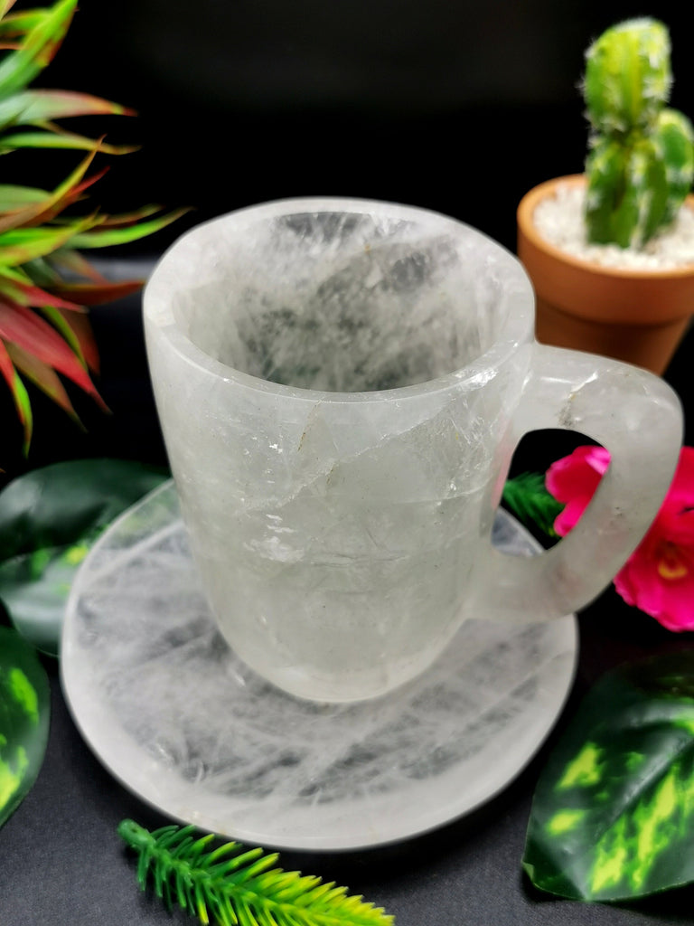 Beautiful Clear Quartz Tea Cup & Saucer - ONLY 1 Cup and 1 Saucer