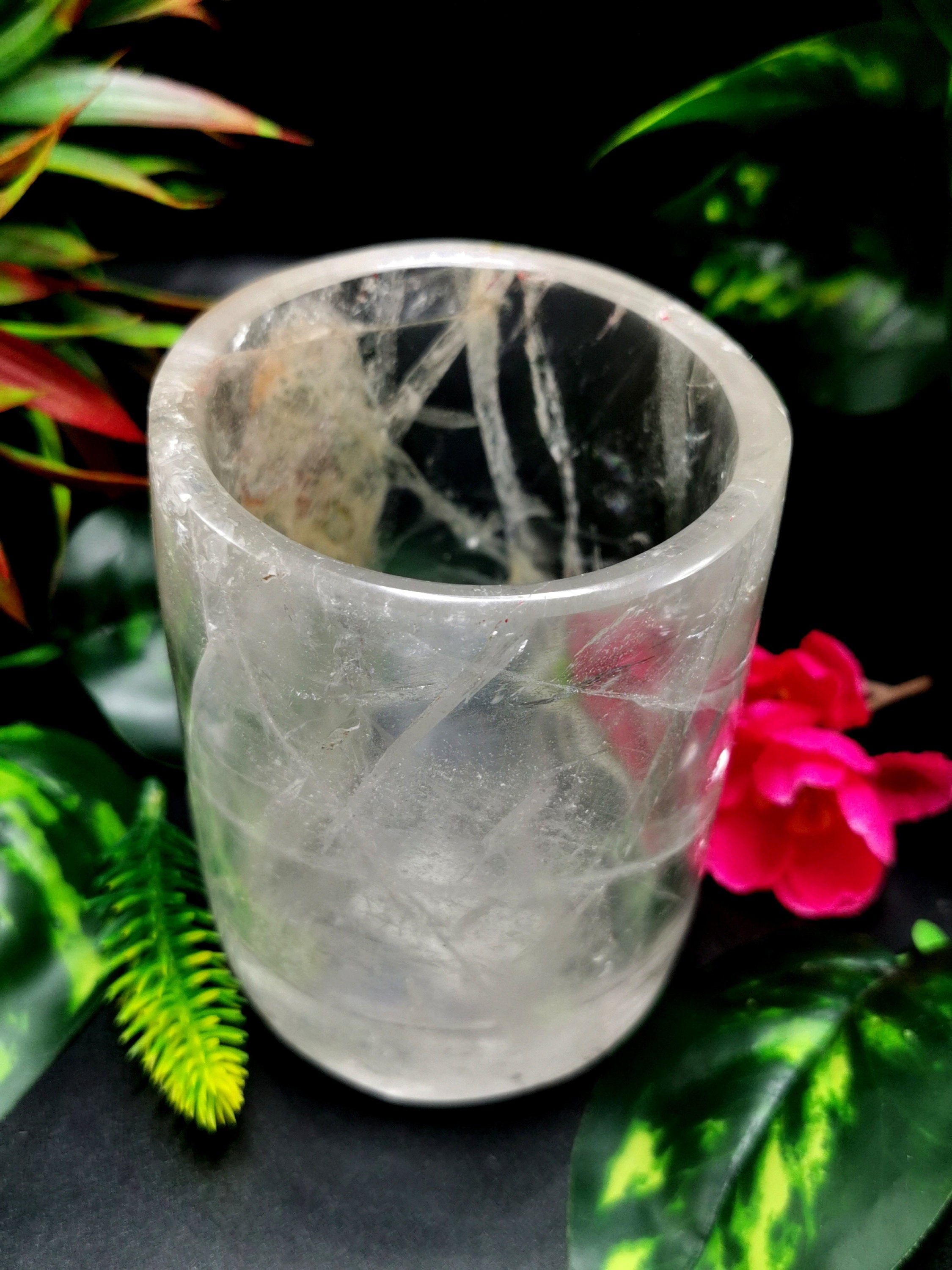 Beautiful gemstone goblets in clear quartz or spathik stone - crystals