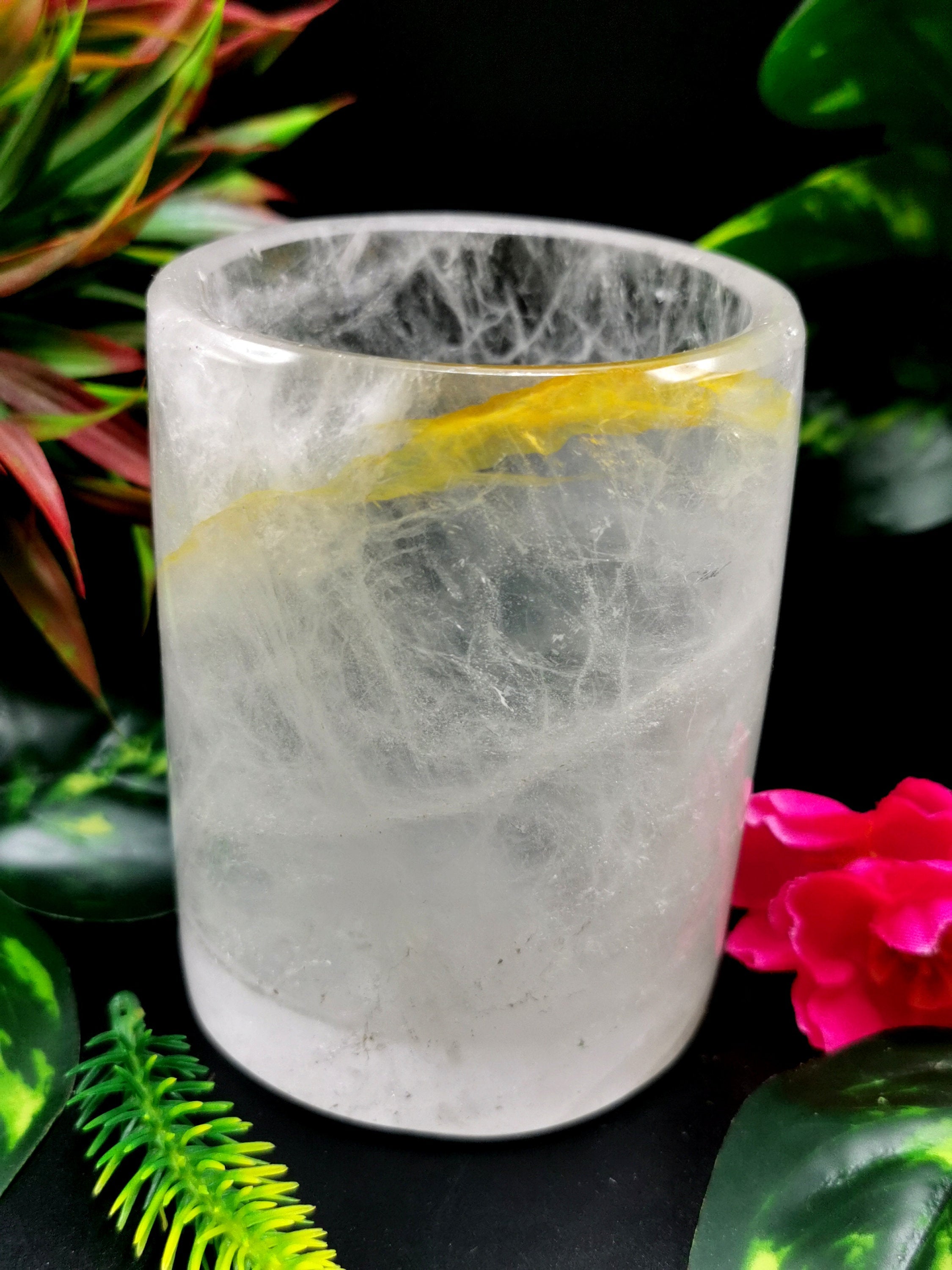 Beautiful gemstone goblets in clear quartz or spathik stone - crystals