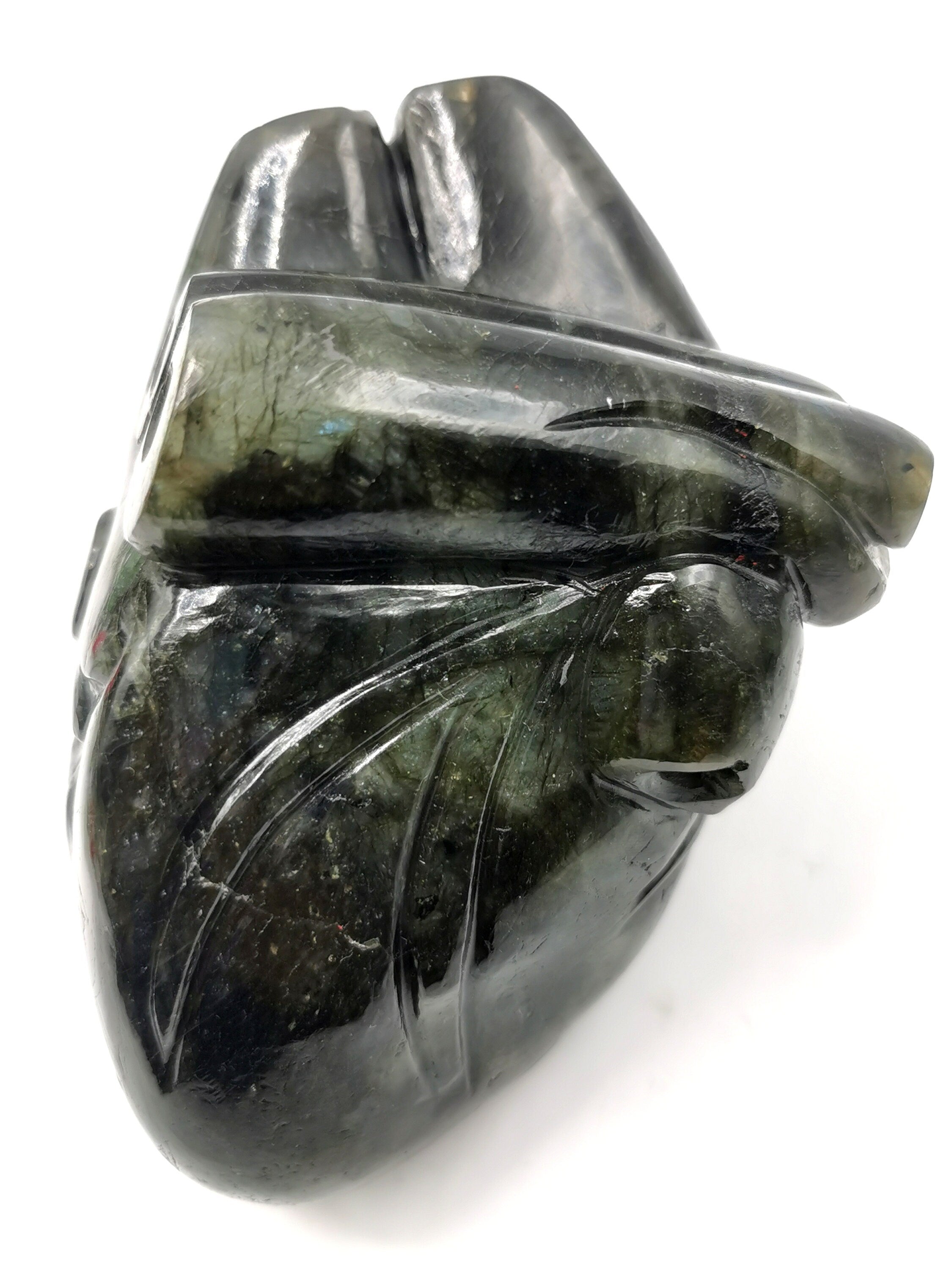 Natural Labradorite Anatomical Heart carving - Human Heart/Crystal Hea
