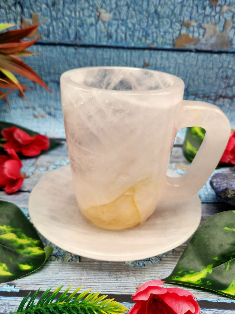 Gift a crystal - Rose Quartz Tea Cup & Saucer - ONLY 1 Cup and 1 Sauce