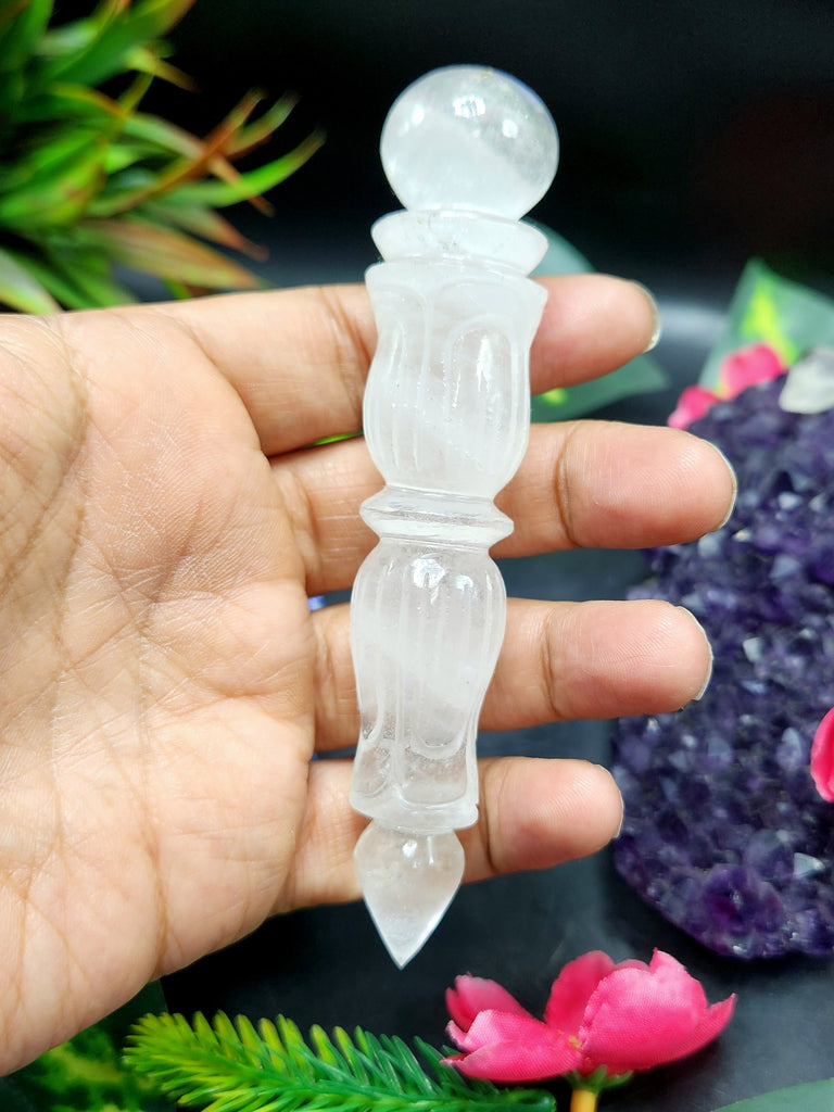 Clear Quartz carving of a traditional phurba - Carvings in gemstones a